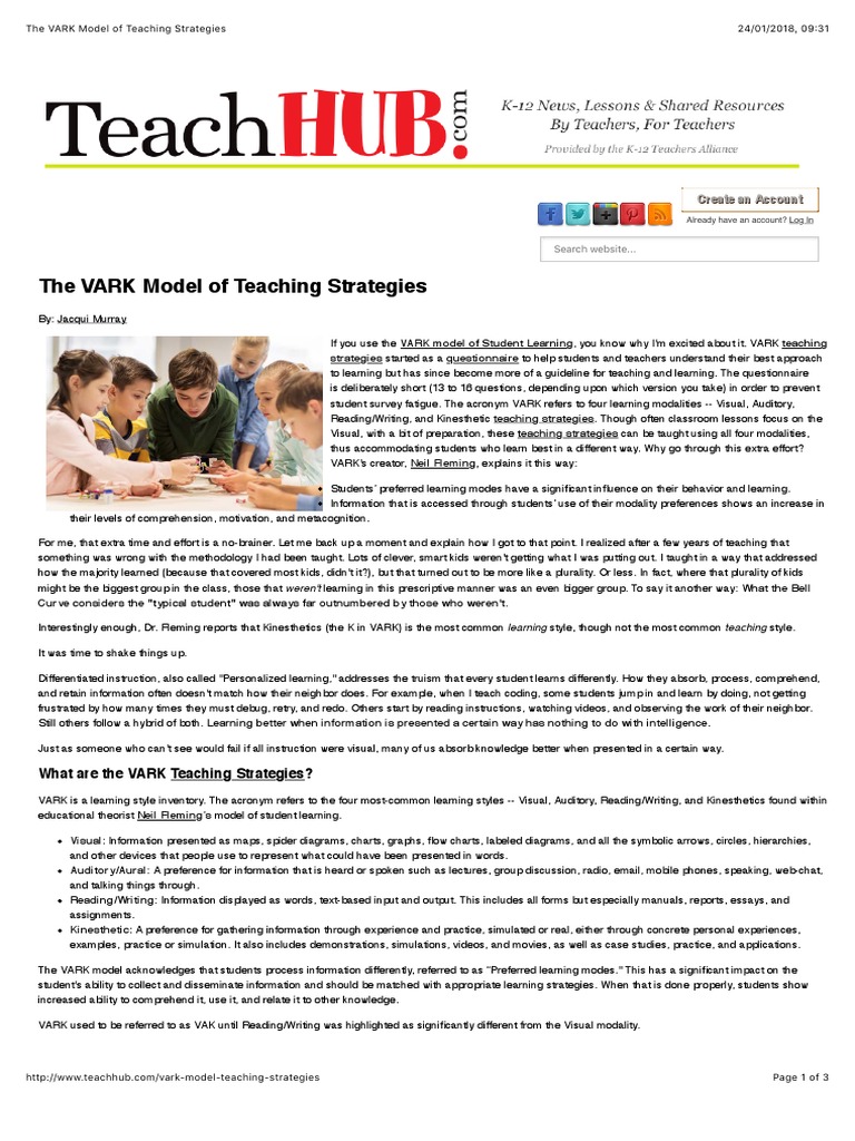 The VARK Model of Teaching Strategies | PDF | Learning Styles ...