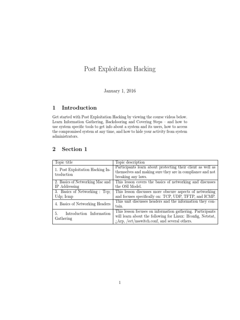 Post Exploitation Hacking Guide | PDF | Computer Network | Microsoft ...
