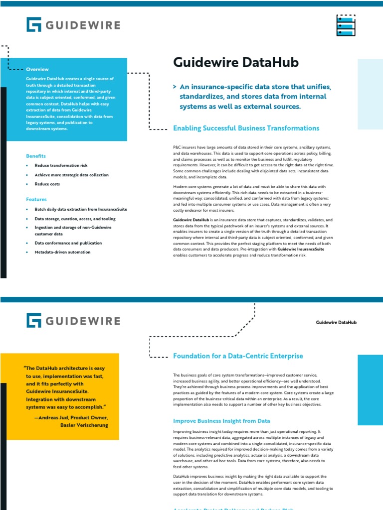 Guidewire DataHub Data Sheet | PDF | Analytics | Data Warehouse