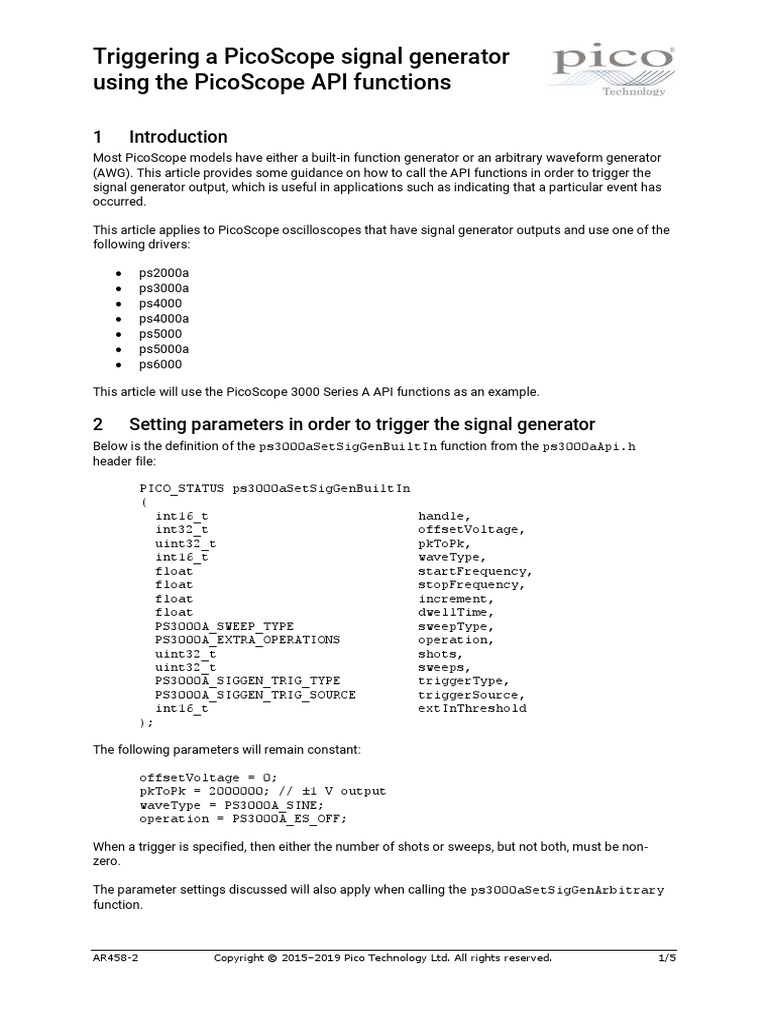 Triggering A Picoscope Signal Generator Using The Picoscope Api ...
