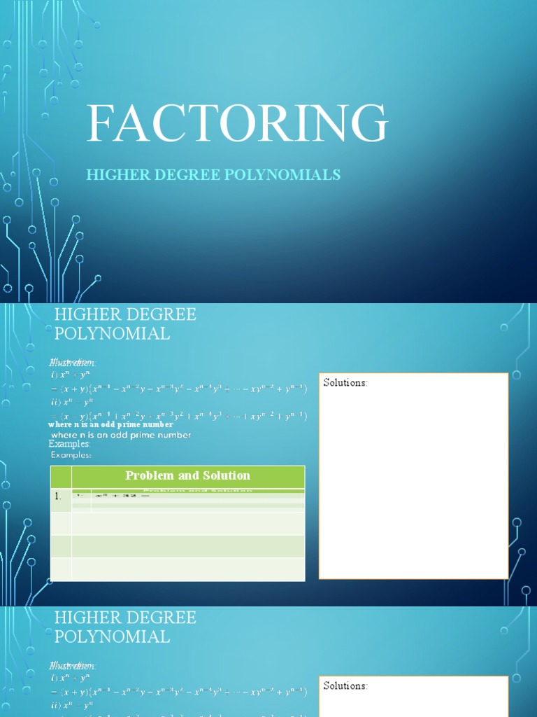A Guide to Factoring Higher Degree Polynomials Through Different ...