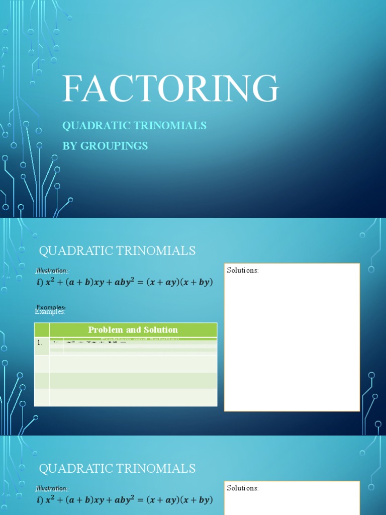 Factoring Quadratic Trinomials Guide | PDF