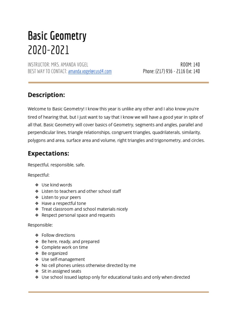 Basic Geo Syllabus | PDF | Triangle | Area