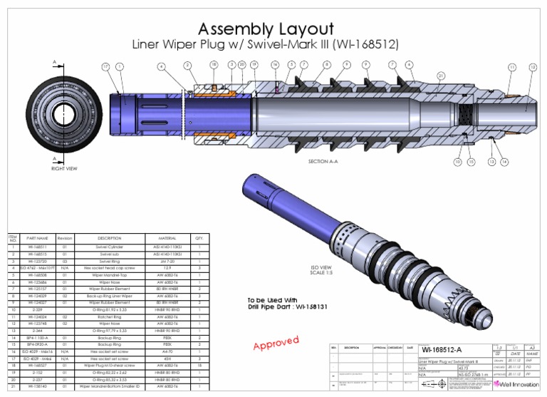 WI-168512-Wiper Plug Assembly Layout | PDF | Machines | Tools