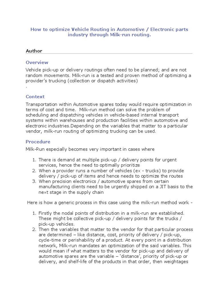 How To Optimize Vehicle Routing in Automotive | PDF | Delivery ...