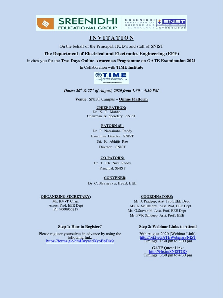 Invitation: The Department of Electrical and Electronics Engineering ...