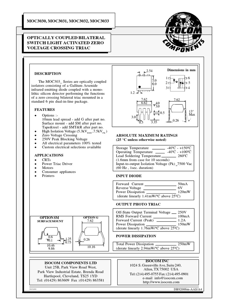 Moc3031 PDF | PDF | Diode | Computer Engineering