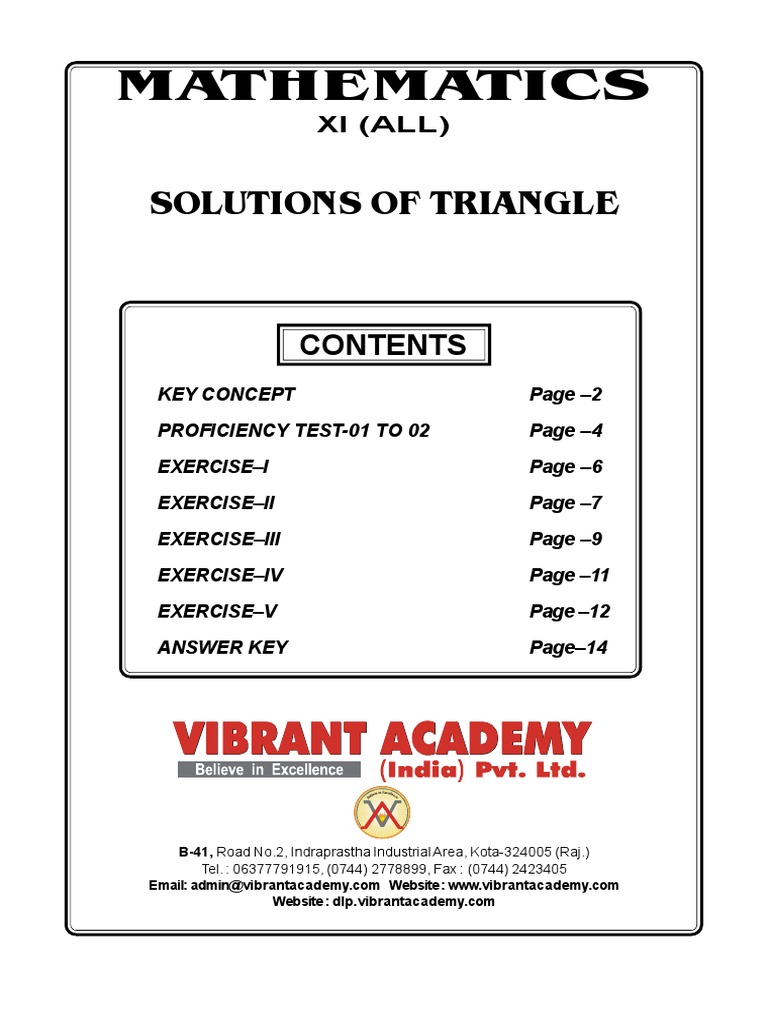 Solutions of Triangle Sheet | PDF | Triangle | Circle