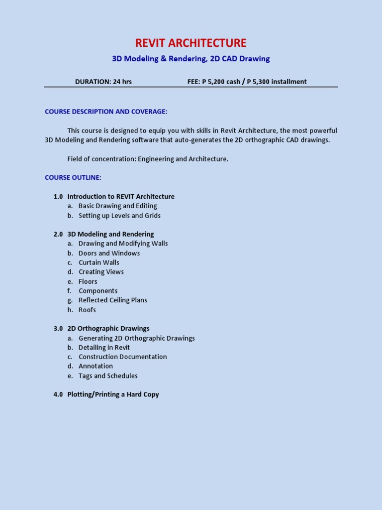 REVIT Architecture Outline | PDF