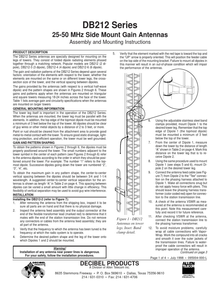 DB 212 Assembly and Mounting Instructions (Andrew) | PDF | Antenna ...