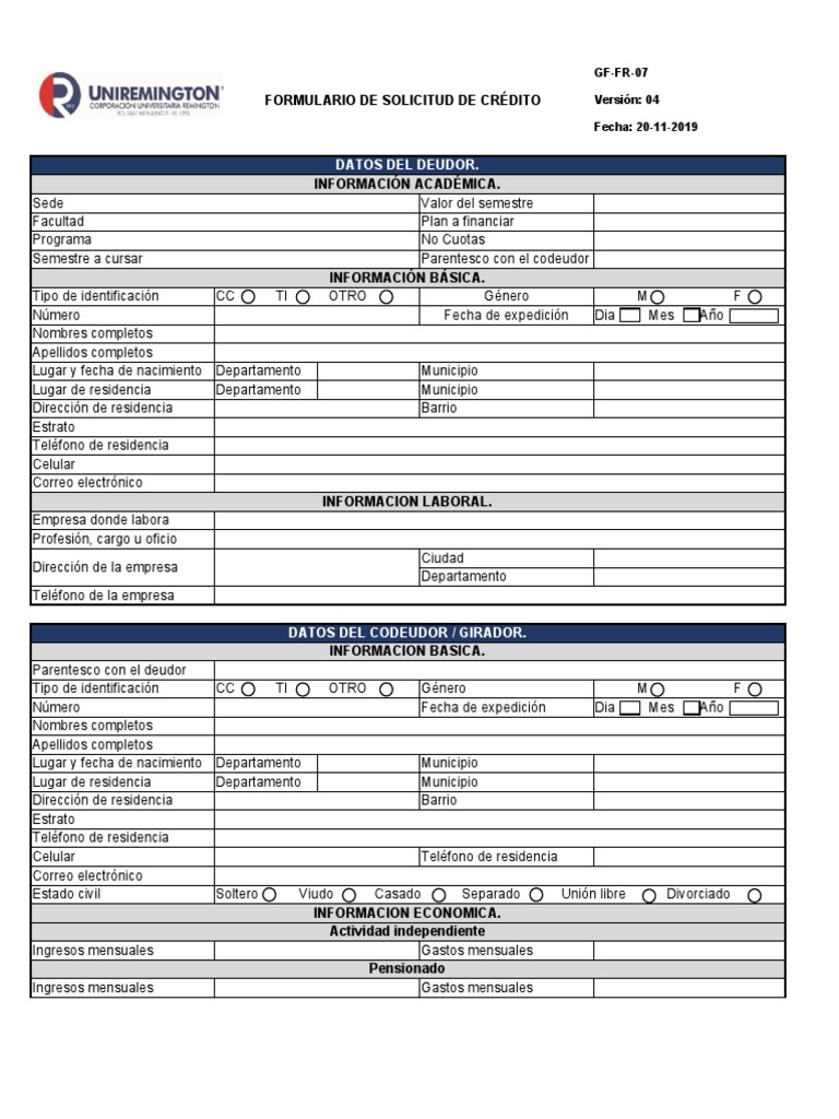 Formulario-De-Solicitud-De Credito | PDF | Pagos | Crédito