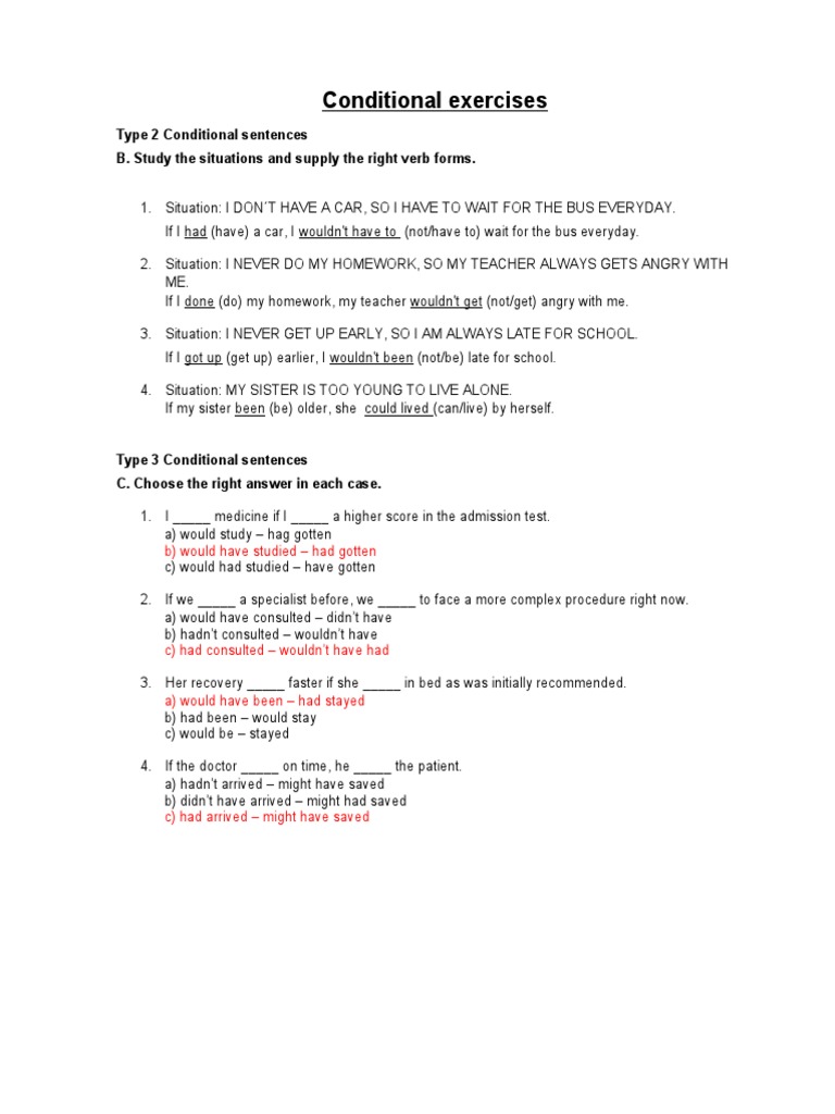 Conditional Sentences Practice | PDF | Language Arts & Discipline ...