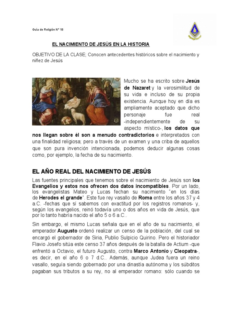 Nacimiento de Jesús: Datos Históricos | PDF | Natividad De Jesus ...