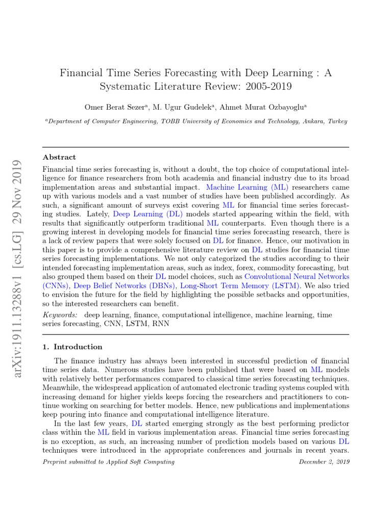 Financial Time Series Forecasting With Deep Learning: A Systematic ...