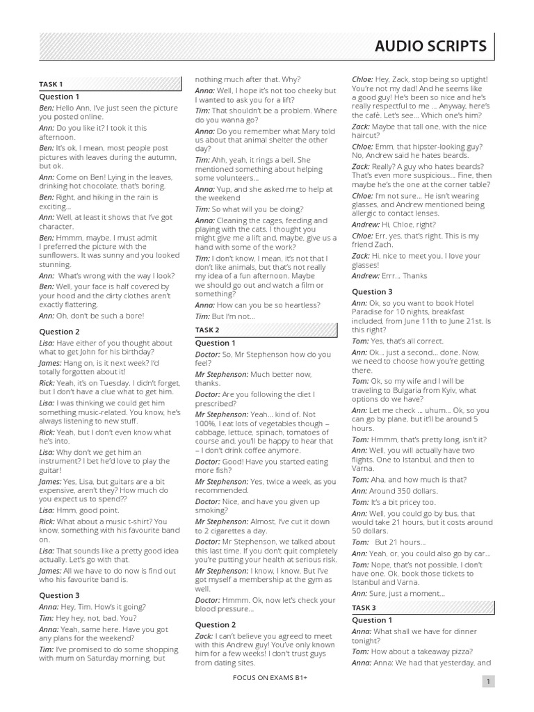 Overview of multiple audio scripts covering various everyday ...
