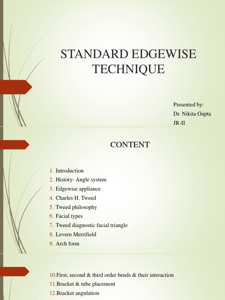 Standard Edgewise Technique Overview | PDF | Orthodontics | Tooth