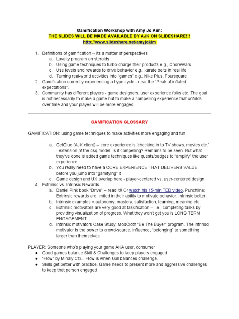 Gamification Workshop Day 2 | PDF | Motivation | Motivational