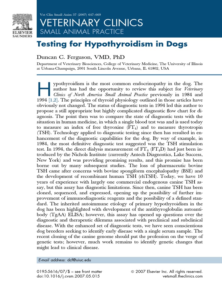 An Overview of Testing for Hypothyroidism in Dogs: Evaluating the ...