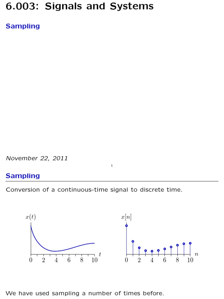 MIT6 003F11 Lec21 PDF | PDF | Sampling (Signal Processing) | Telecommunications Engineering