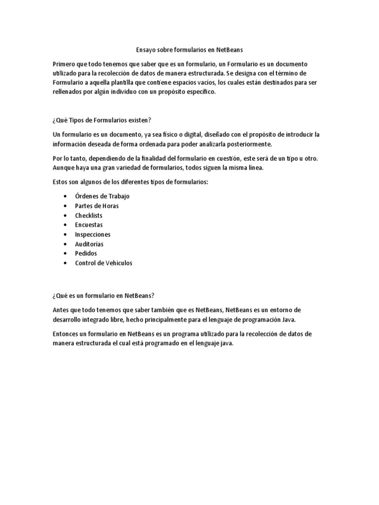 Formularios en NetBeans: Guía SEO | PDF