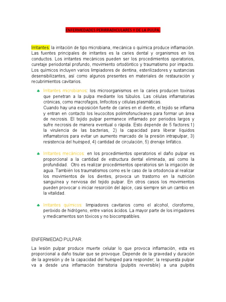 Endodoncia Segundo Apunte. | PDF | Inflamación | Especialidades Medicas