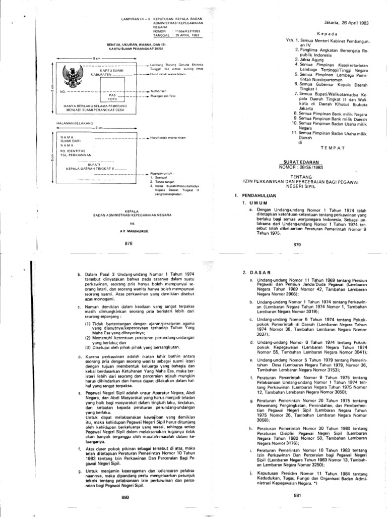Contoh IZIN PERKAWINAN DAN PERCERAIAN BAGI PNS | PDF