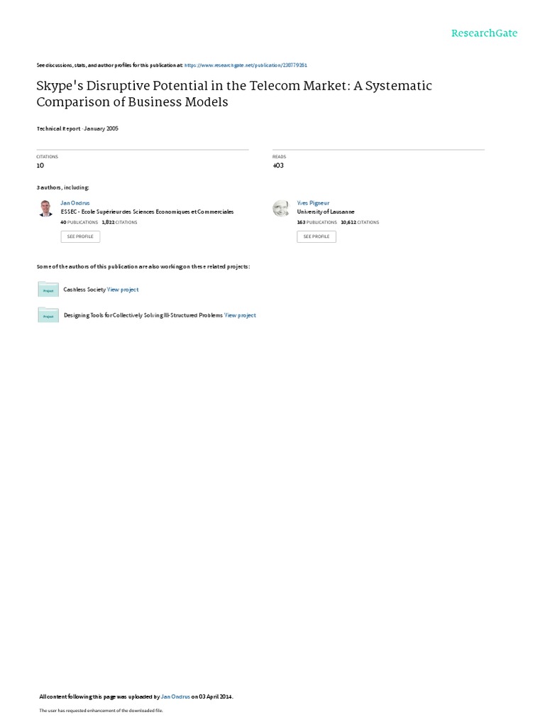 Skypes Disruptive Potential in The Telecom Market PDF | PDF ...