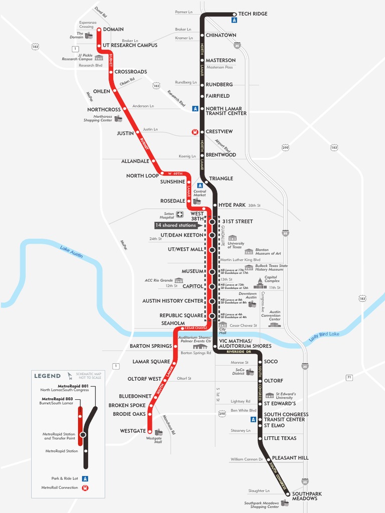 An Overview Map of Austin Highlighting Major Roads, Neighborhoods, and ...