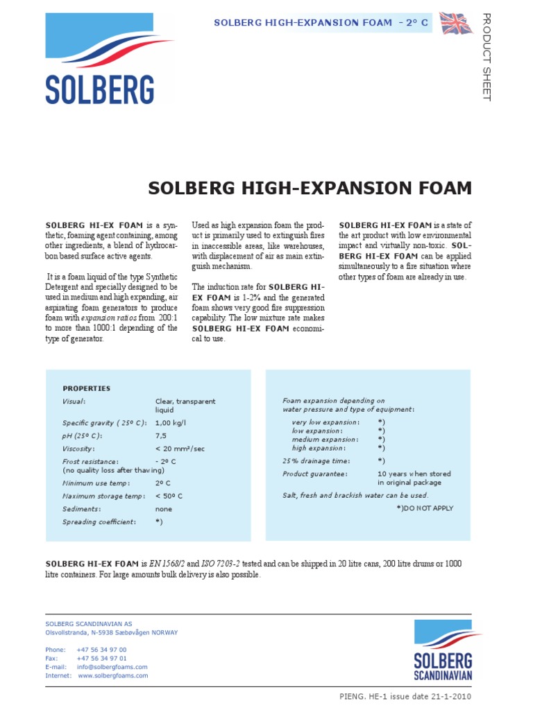 Solberg Hi Ex 1 2 | PDF | Foam | Liquids