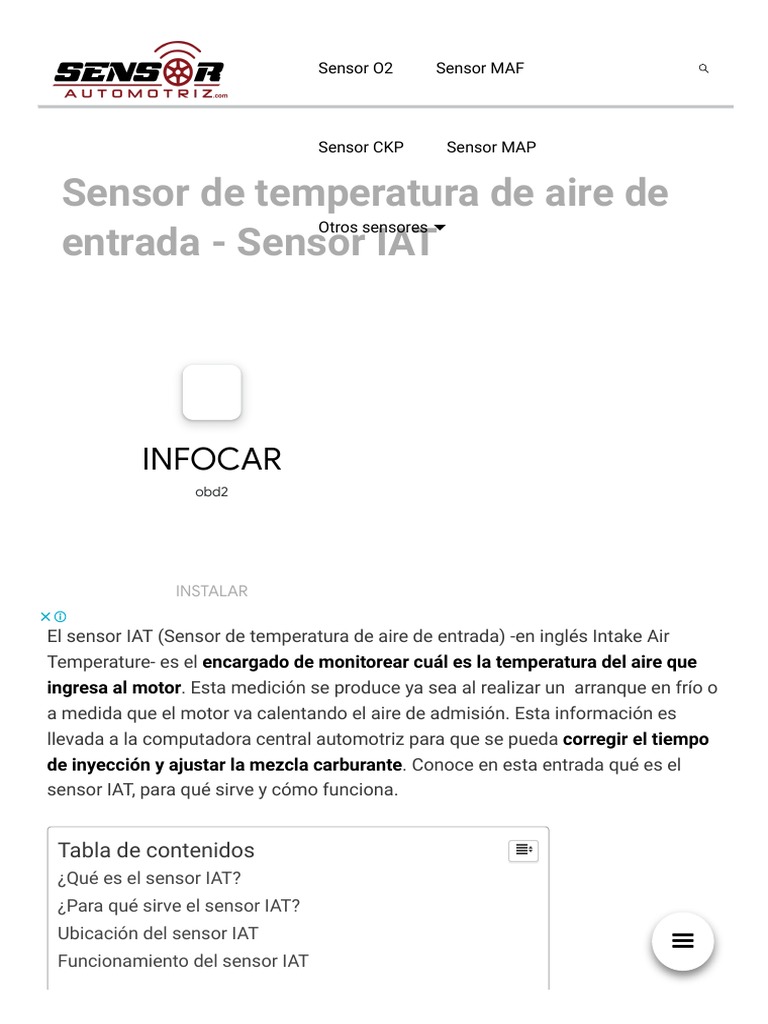 Función Y Ubicación Del Sensor Iat Pdf Sensor Inyección De
