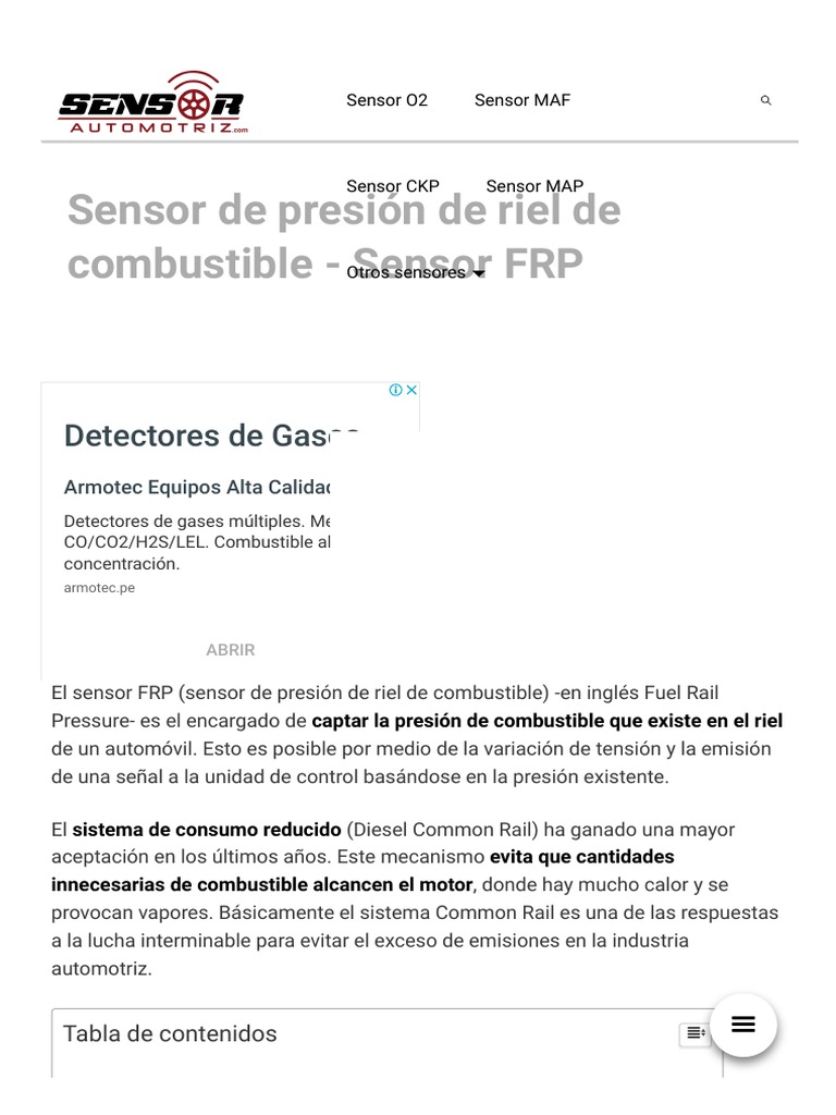 Sensor FRP: Función y Fallas Comunes | PDF | Sensor | Inyección de ...