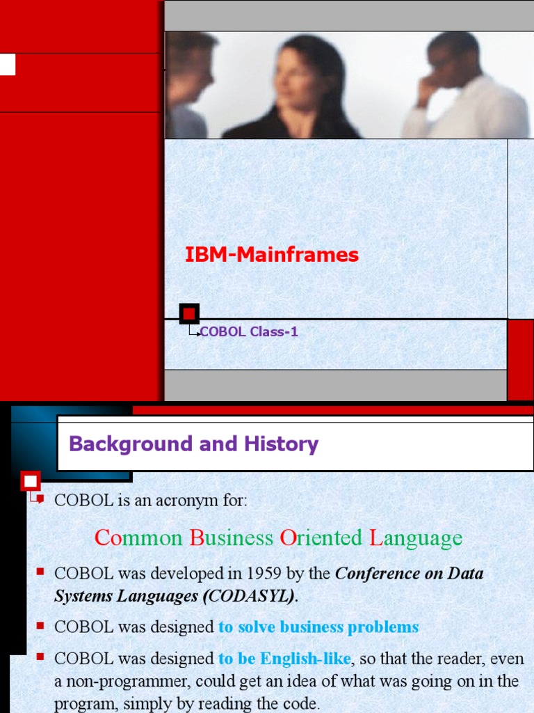 IBM-Mainframes: COBOL Class-1 | PDF | Computer Program | Programming