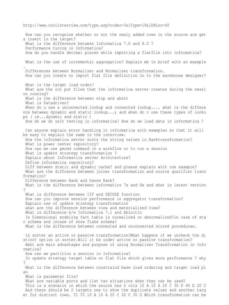 400 Questions Infa | PDF | Oracle Database | Databases