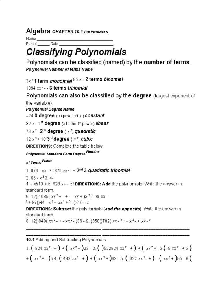 Classifying Polynomials | PDF | Polynomial | Applied Mathematics