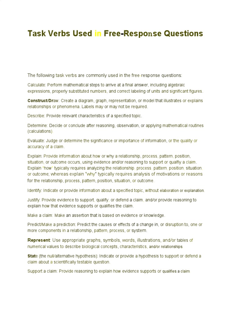 AP Bio TASK Verbs | PDF