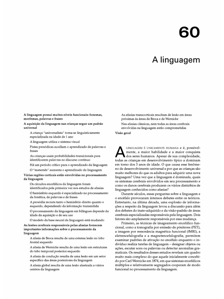 KANDEL Principios de Neurociencias Cap 60 Linguagem | PDF