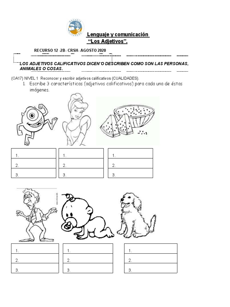 Guia de Los Adjetivos calif.-2B-RECURSO12. | PDF | Estudios de idiomas ...