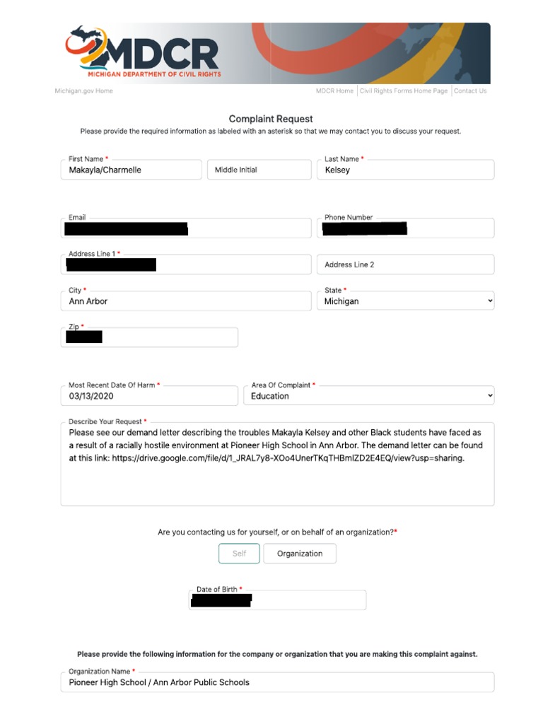 2020-08-24. MDCR Complaint Form - With Redactions | PDF