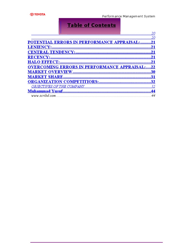 Toyota Performance Management Insights | PDF