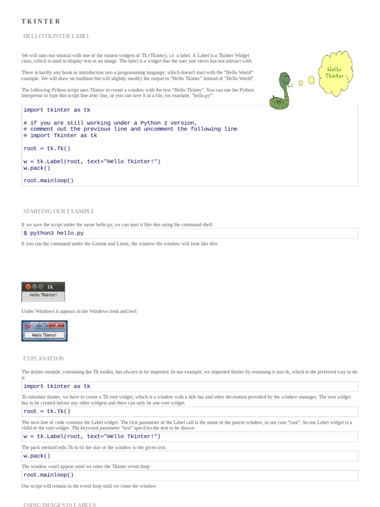 Gui Programming With Python Labels In Tkinter Pdf Graphical User Interfaces System Software