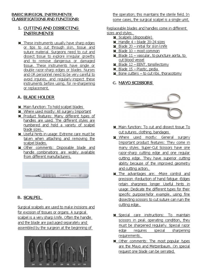 Basic Surgical Instruments | PDF | Blade | Surgery