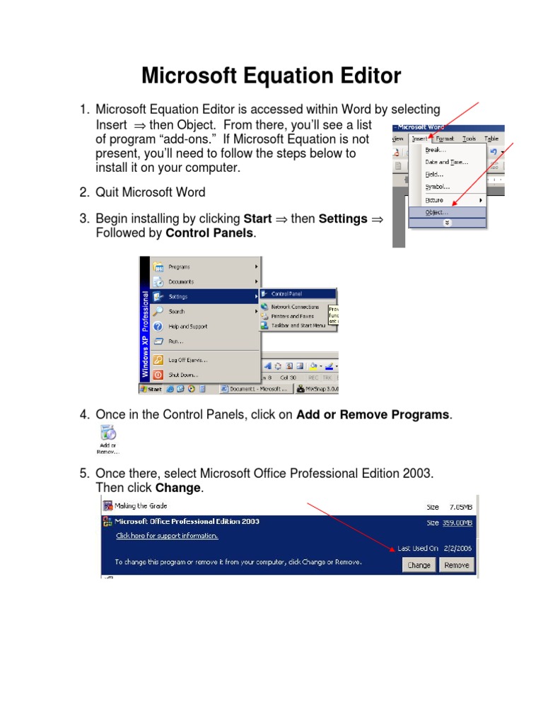 Accessing Equation Editor in Word | PDF | Icon (Computing) | Microsoft Word
