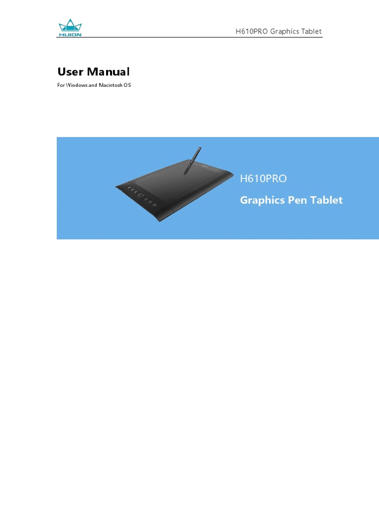 User Manual: H610PRO Graphics Tablet | PDF | Tablet Computer | Pen