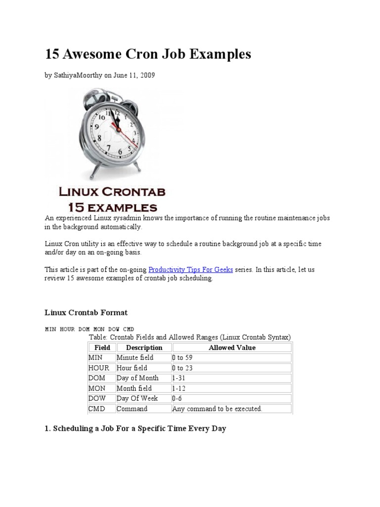 15 Awesome Cron Job Examples | Download Free PDF | Information ...