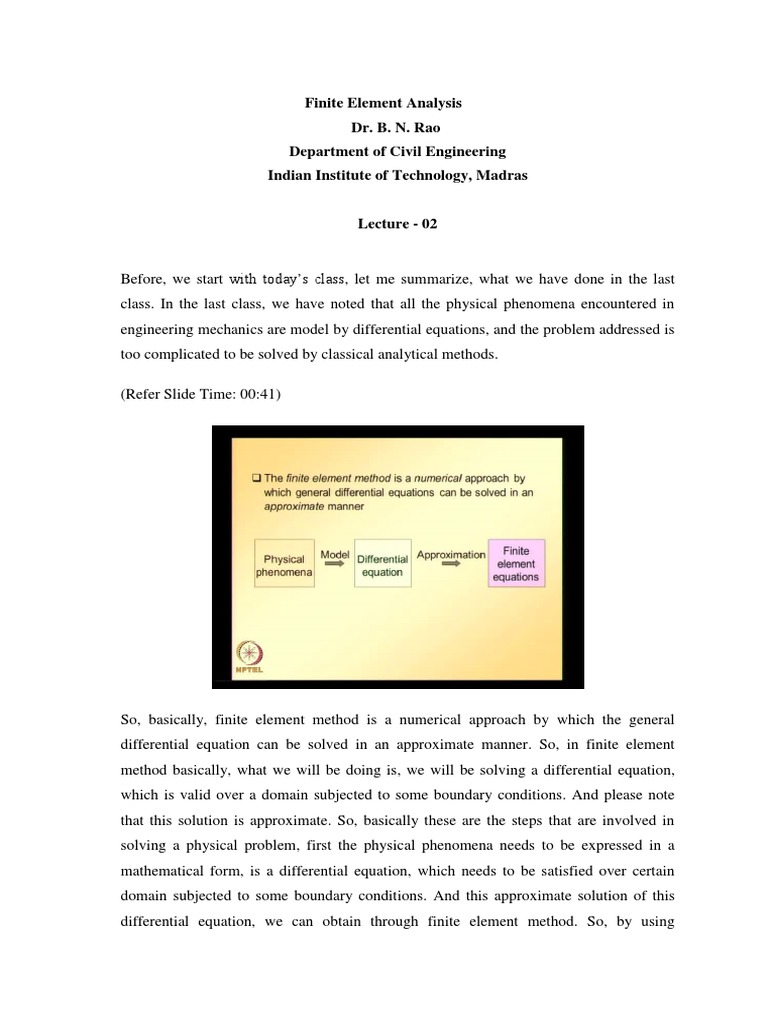 Nptel Fem Lec2 Pdf Calculus Of Variations Finite Element Method