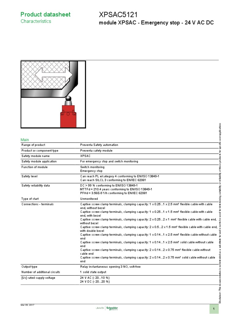 XPSAC5121: Product Datasheet | PDF | Relay | Fuse (Electrical)