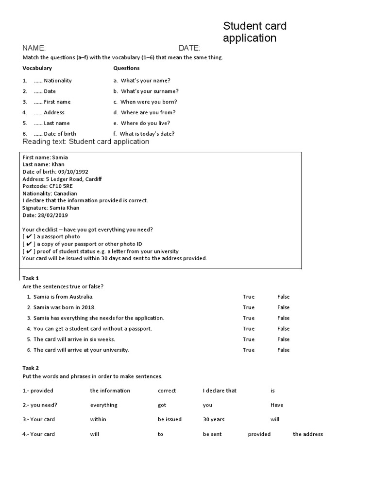 Student Card Application Guide | PDF