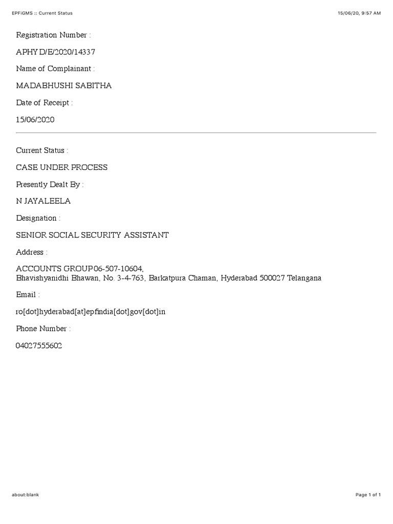 EPFiGMS: Current Status PDF | PDF