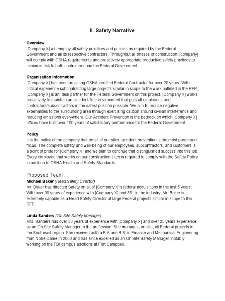 II. Safety Narrative: Proposed Team | PDF