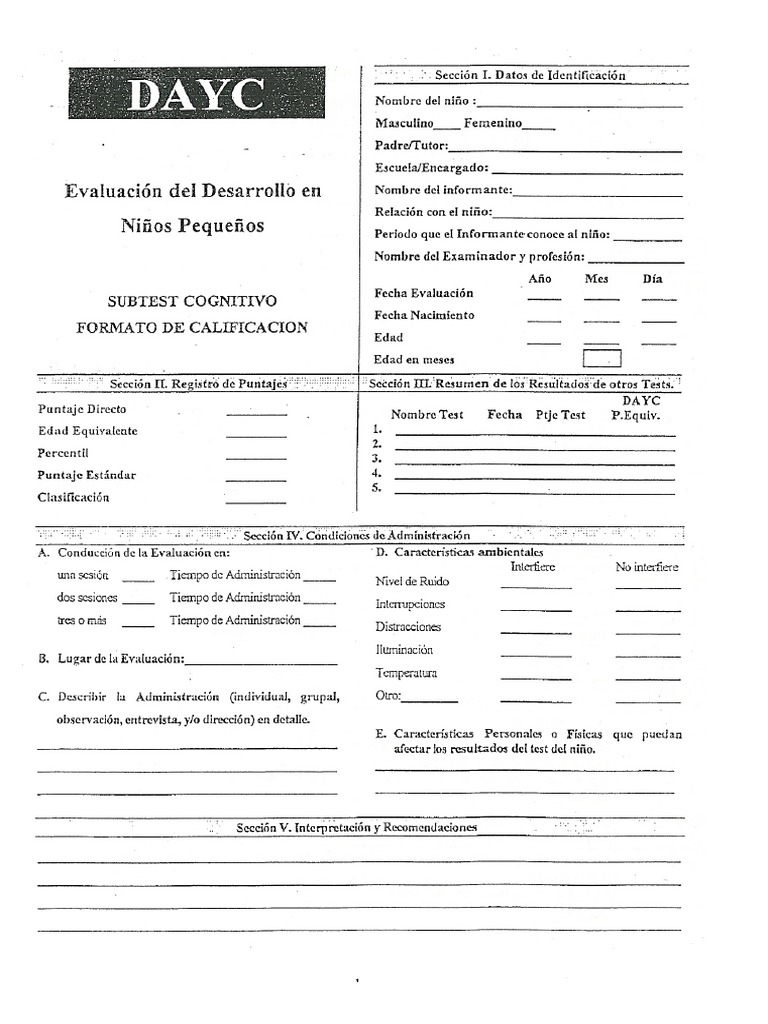 Dayc Evaluacion Del Desarrollo | PDF